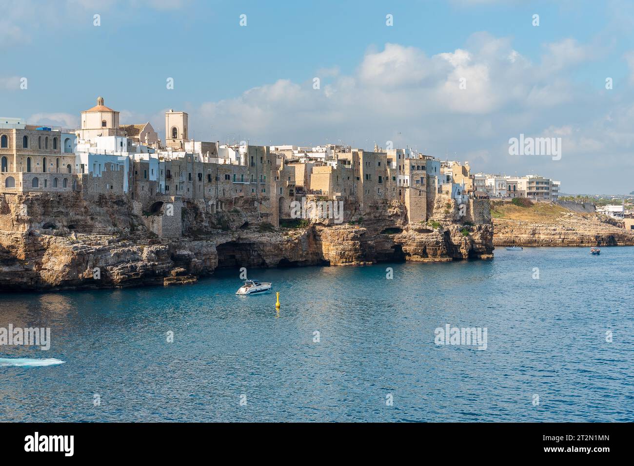 View of Polignano a Mare from the Adriatic seafront, province of Bari ...