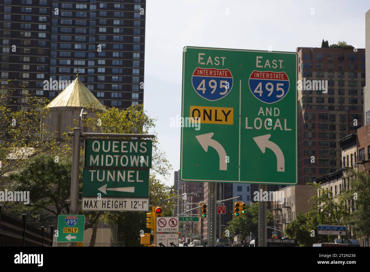 Entrance to the Queens Midtown Tunnel from 2nd Avenue on the East Side ...