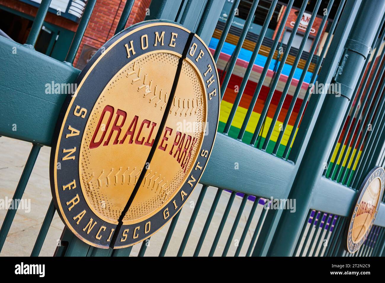 Oracle Park Home of the San Francisco Giants gate with logo at baseball ...