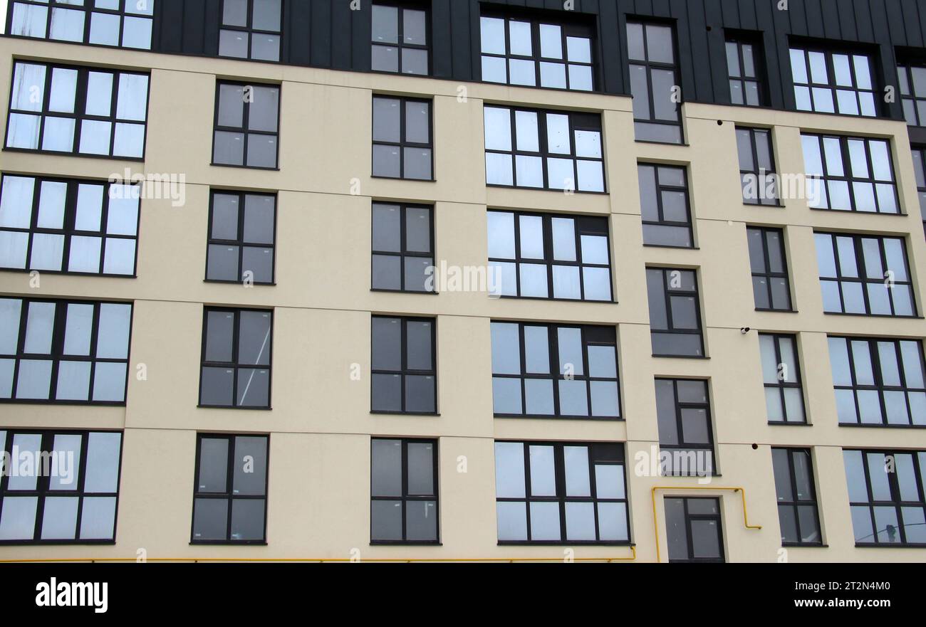 View and design of a metal-plastic windows from the outside Stock Photo ...