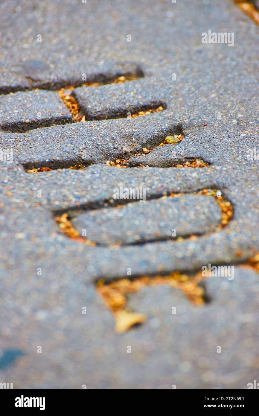 Sideways HYDE name engraved into gray textured concrete Stock Photo - Alamy