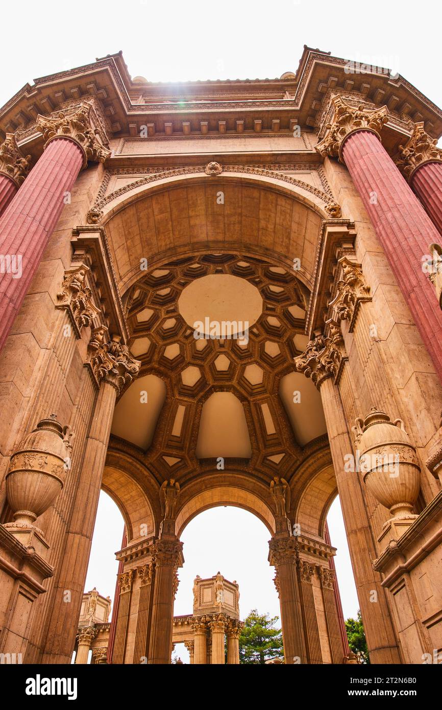 Ancient Roman architecture open rotunda upward view at Palace of Fine ...