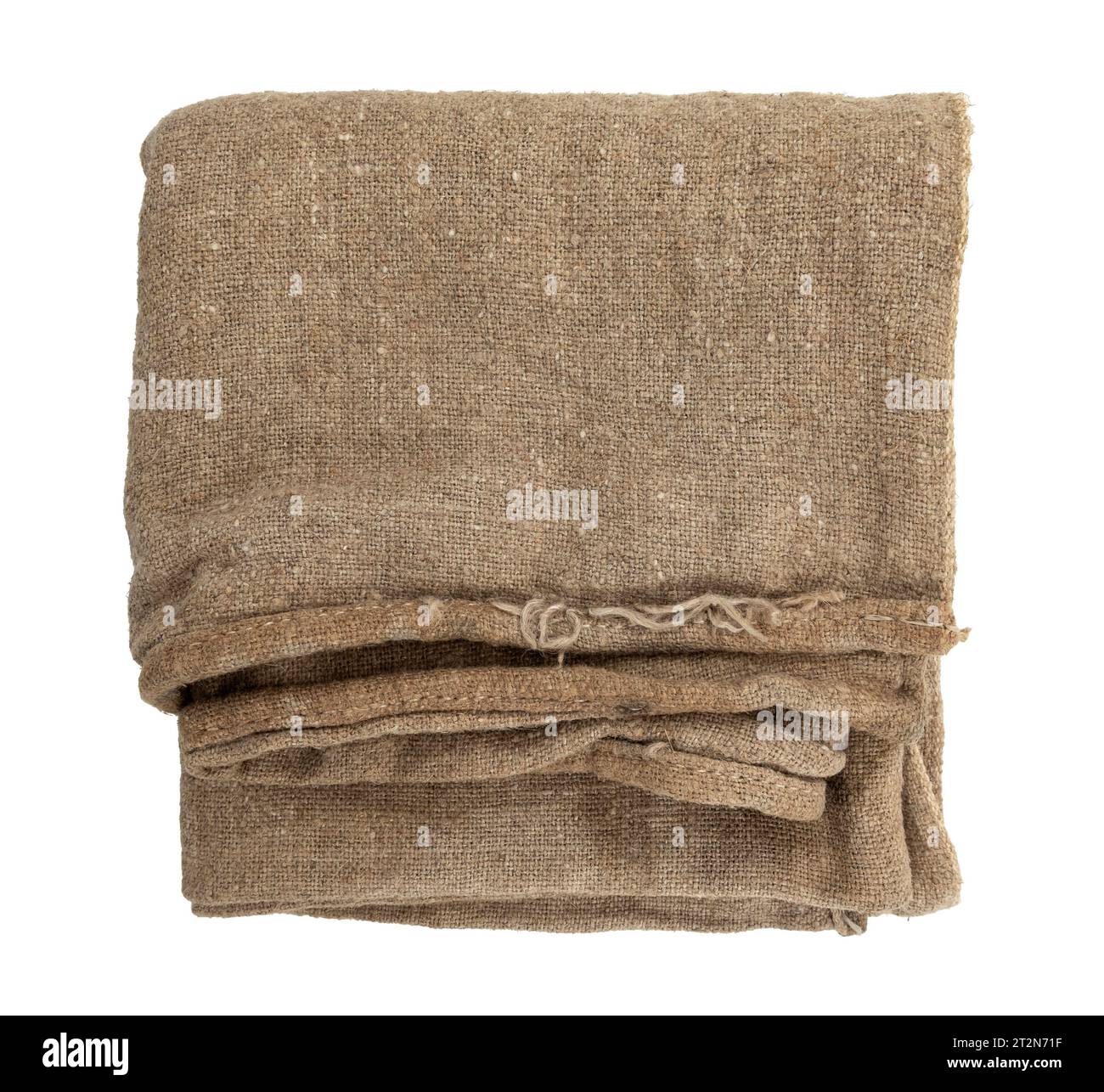 Burlap texture. A piece of torn burlap on a white background. Canvas ...