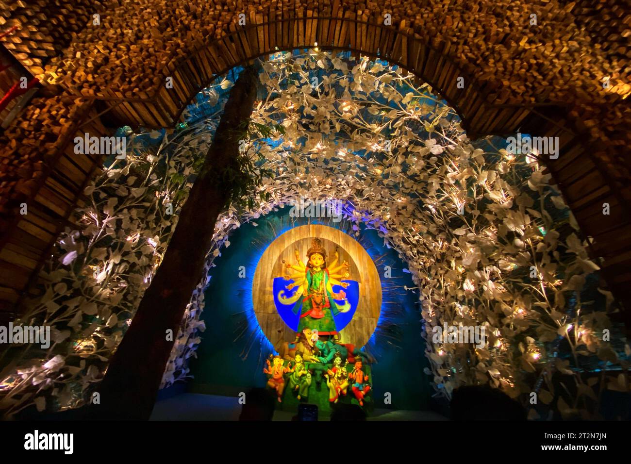 An idol of the Hindu Goddess Durga seen at 'Hindustan Park' club ...