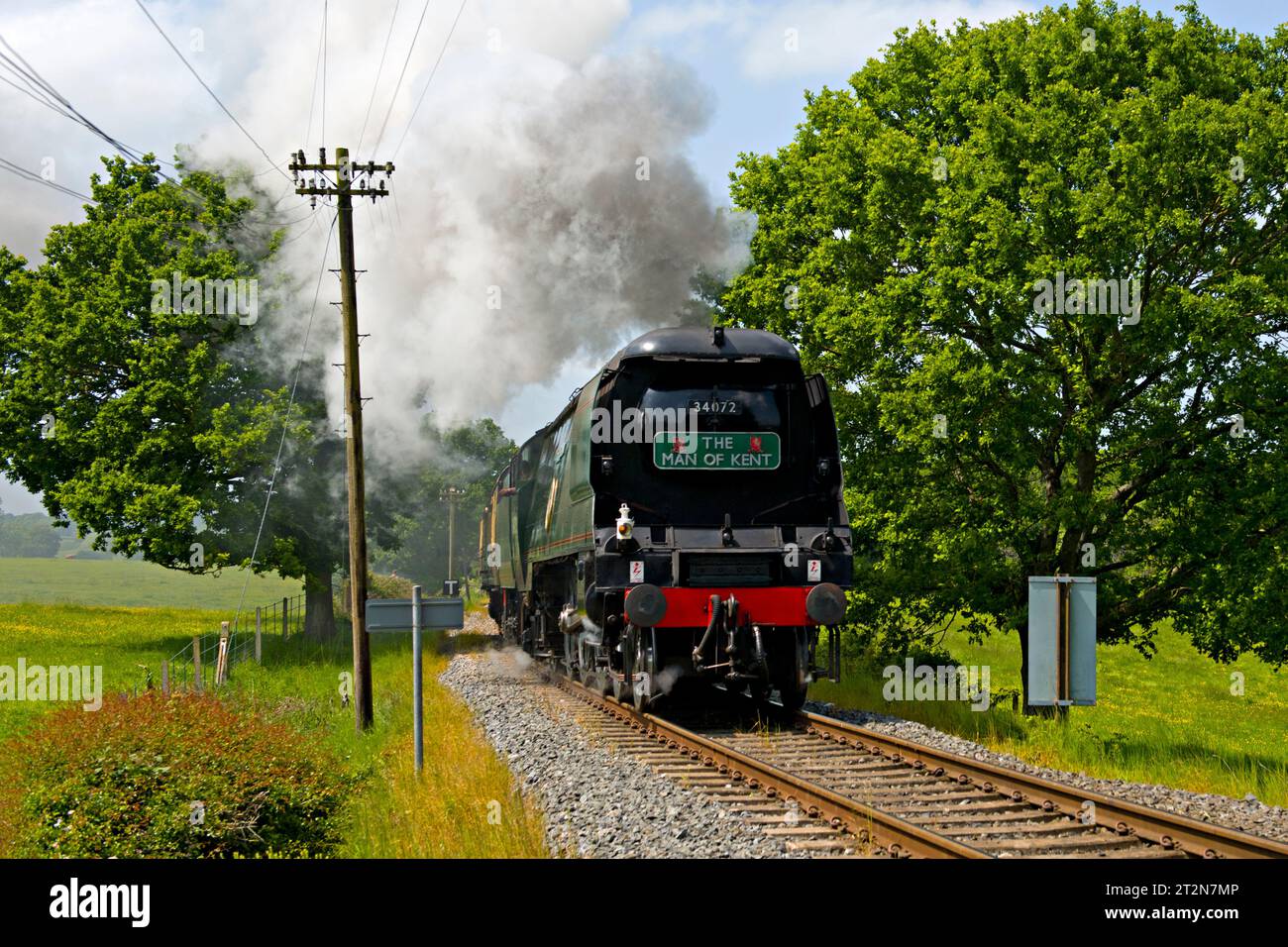 Steam locomotive 'Battle of Britain Class' 34072approaching Cranbrook ...