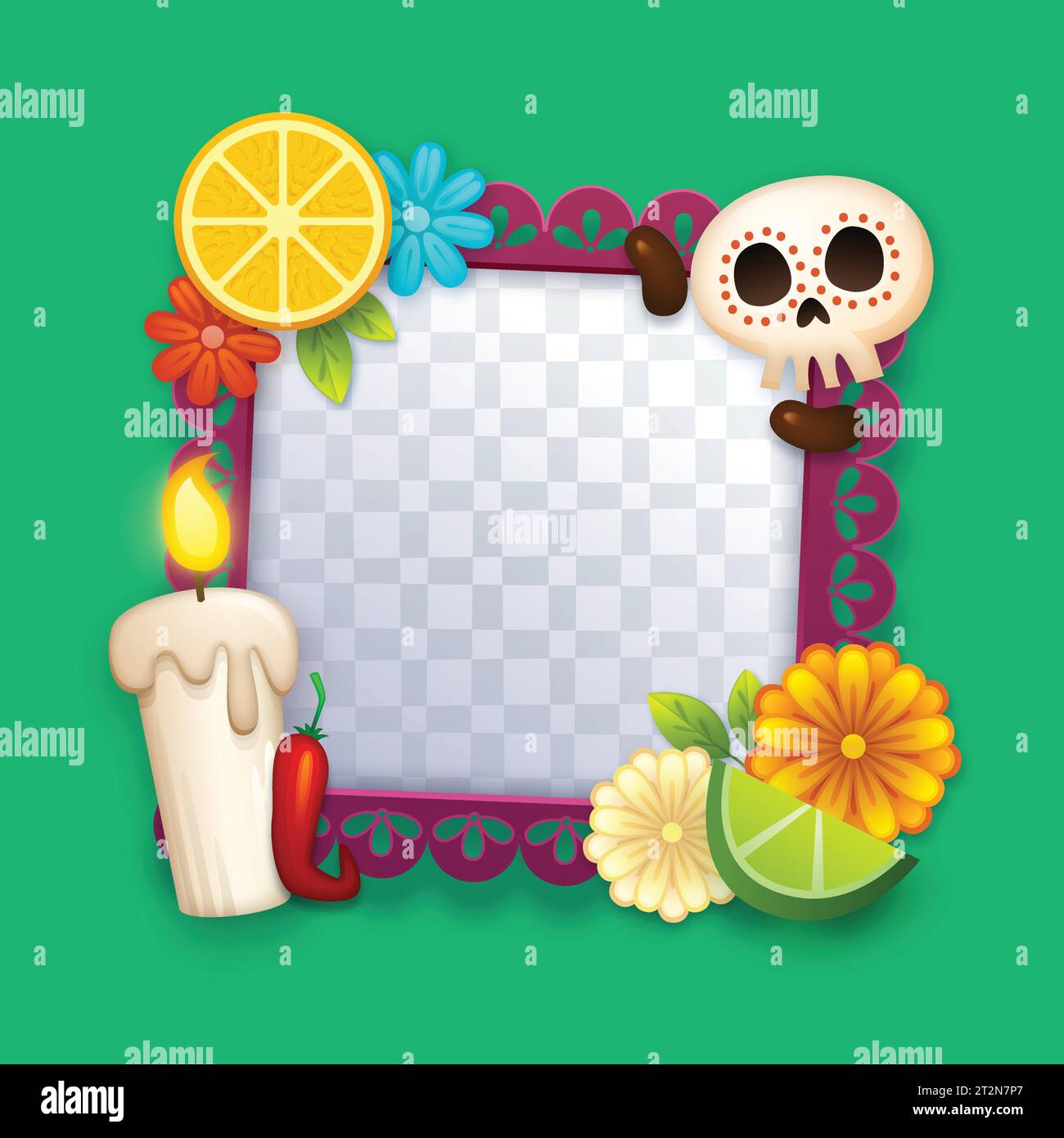 gradient frame template dia de muertos celebration design vector ...
