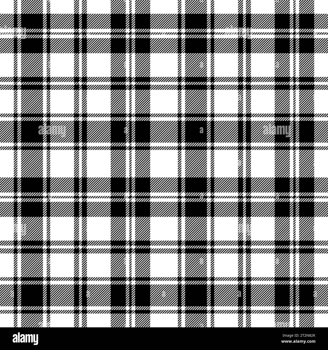 Plaid seamless pattern. Black check on white background. Repeated ...