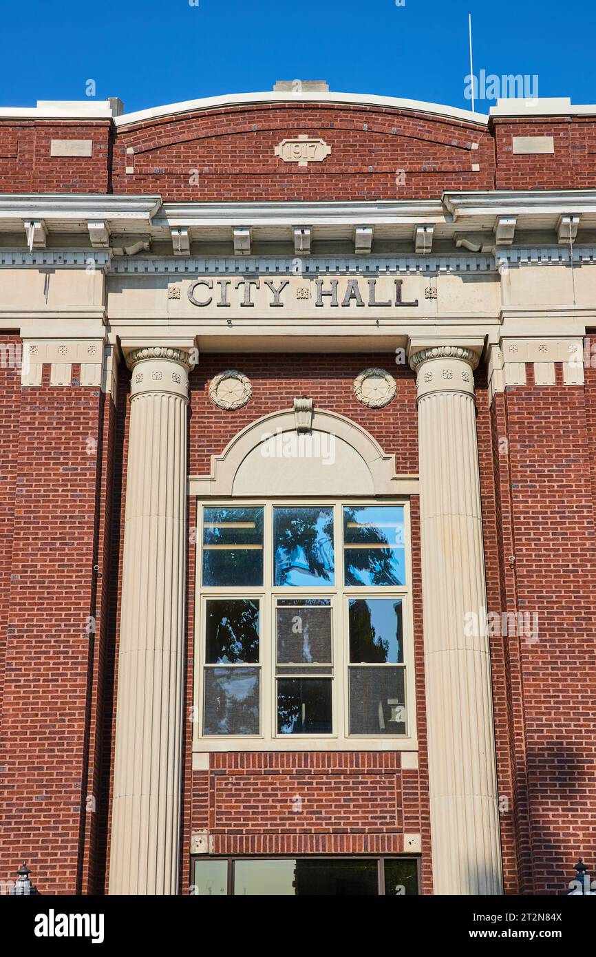 Front view of city hall building with white pillars Stock Photo - Alamy