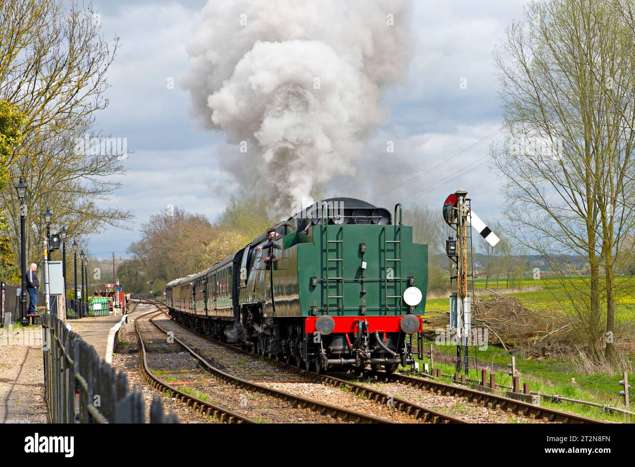 Steam locomotive 'Battle of Britain Class' 34072 passes through ...