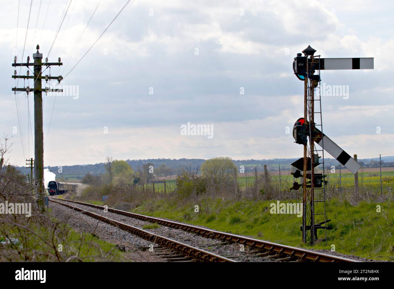 Steam locomotive 'Battle of Britain Class' 34072 approaches the ...