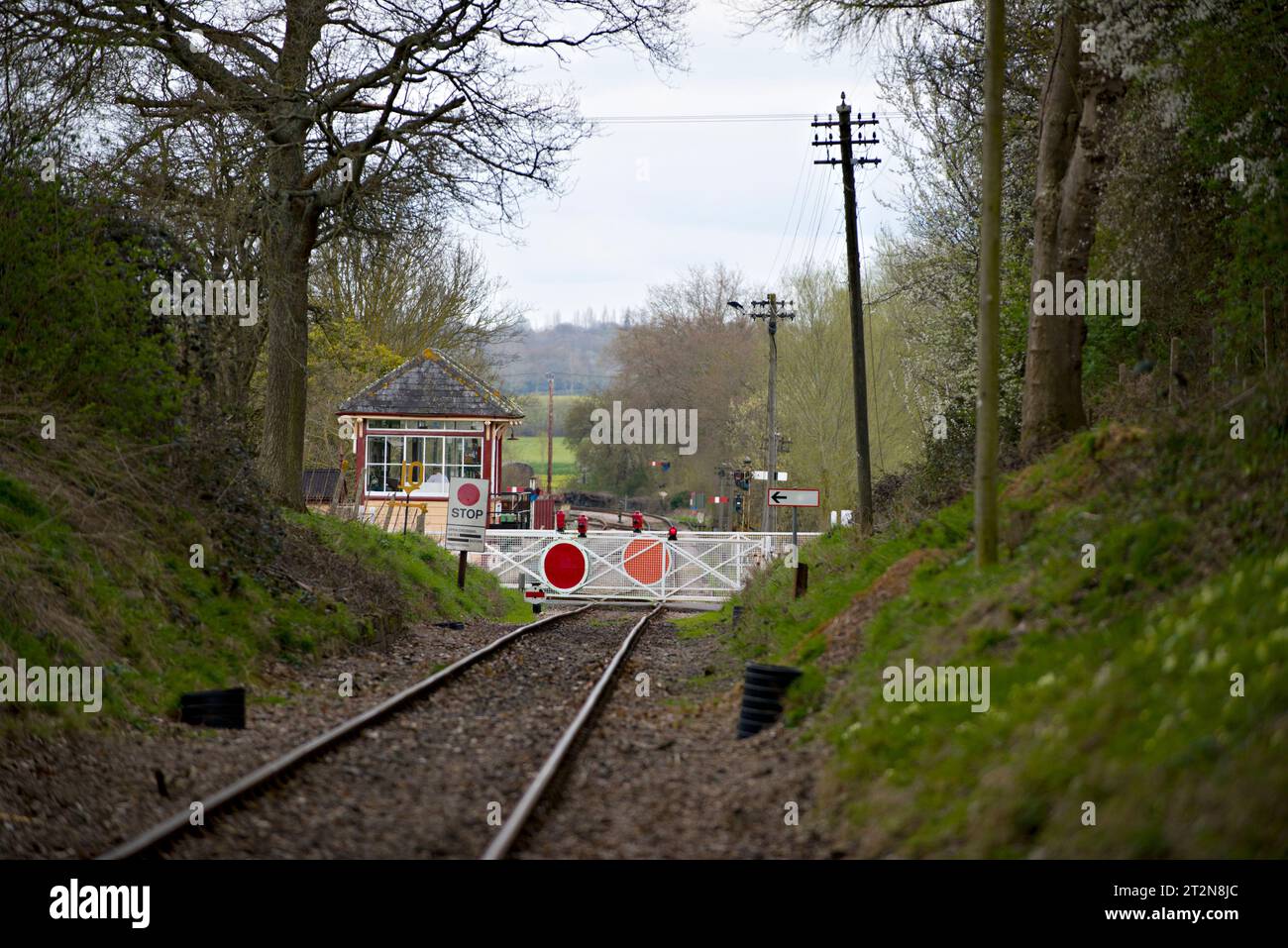 Traditional gated rail crossing hi-res stock photography and images - Alamy