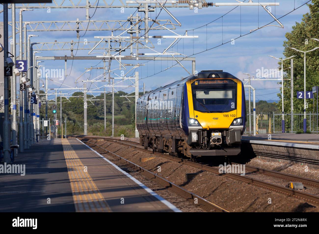 Northern Rail CAF class 195 diesel multiple unit train at Kirkham And ...