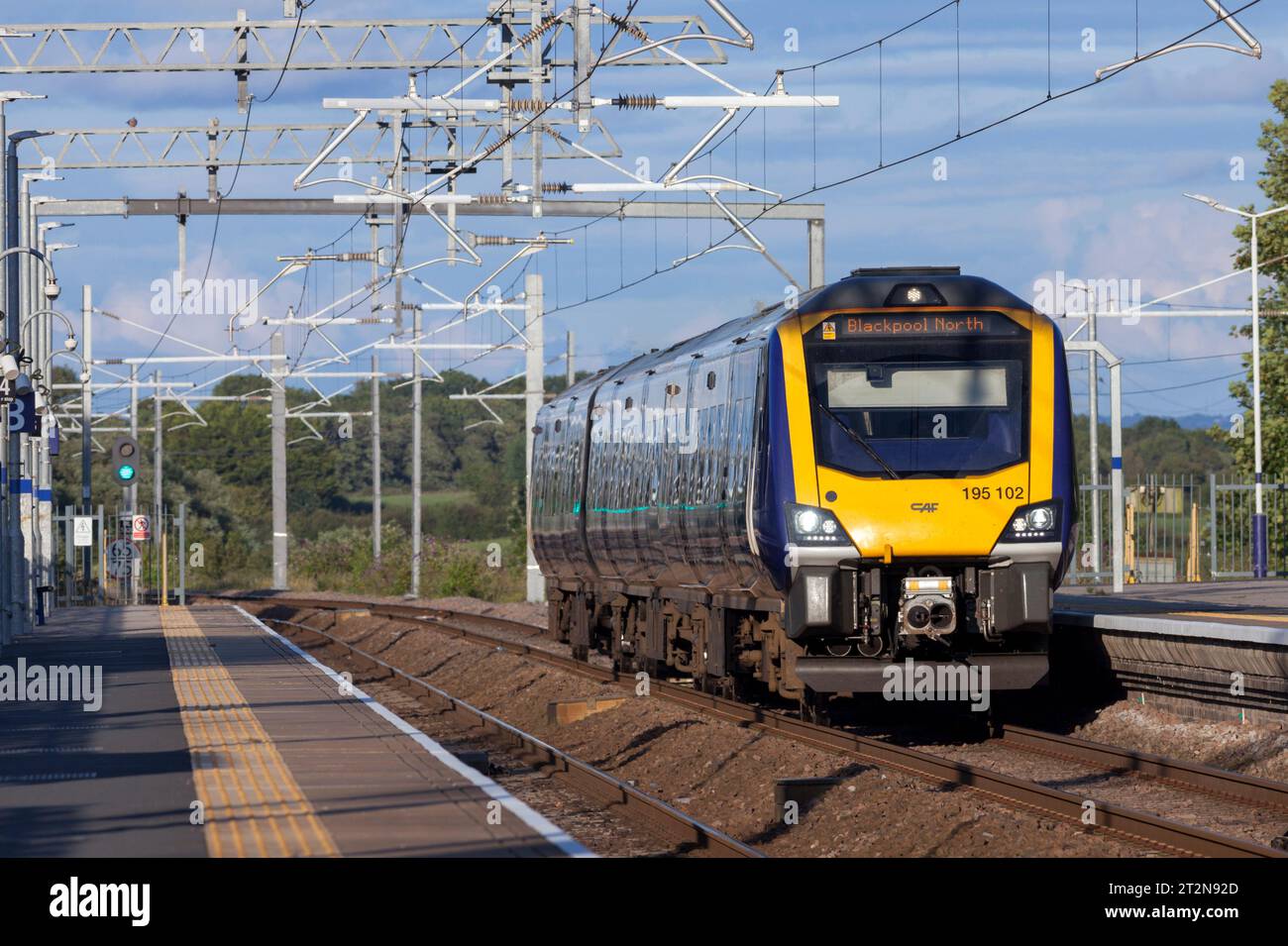 Northern Rail CAF class 195 diesel multiple unit train at Kirkham And ...