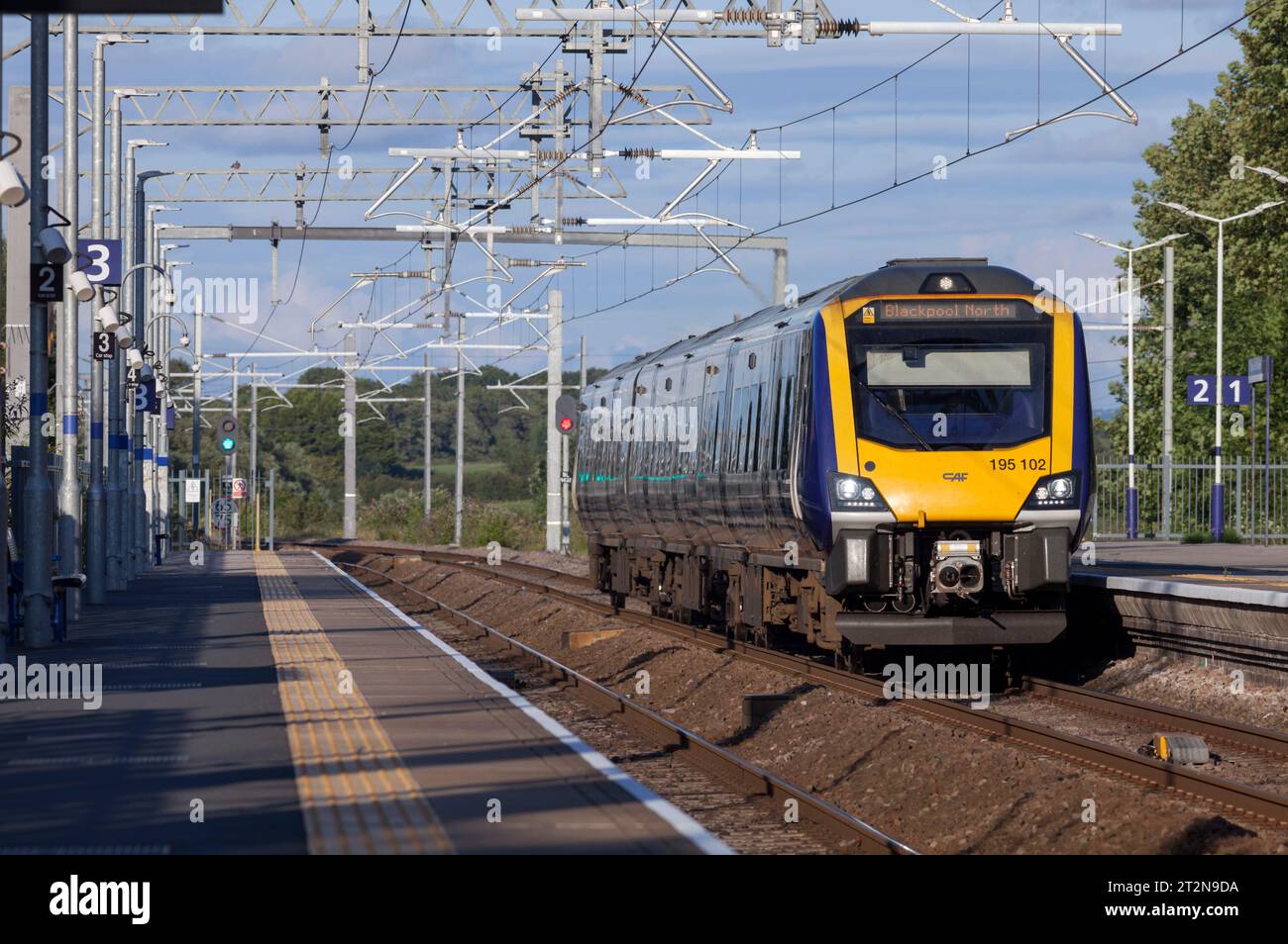 Northern Rail CAF class 195 diesel multiple unit train at Kirkham And ...