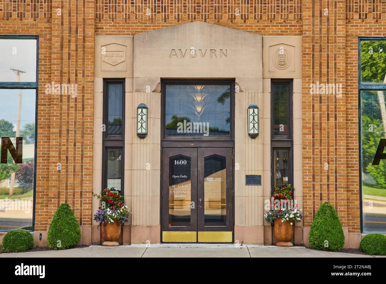 Front doors of the Auburn Cord Duesenberg Automobile Museum Stock Photo ...