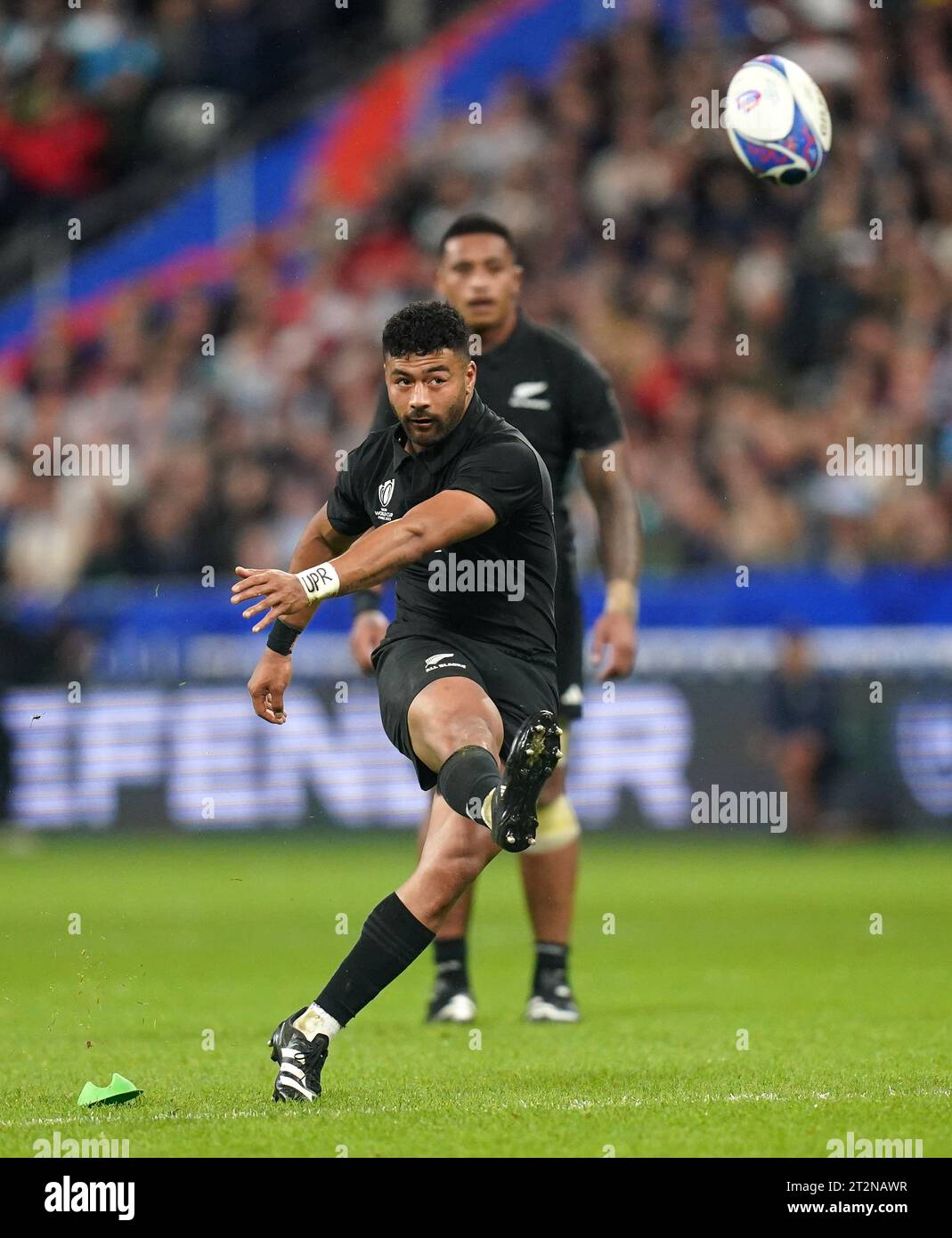 New Zealand's Richie Mounga kicks a penalty during the Rugby World Cup ...
