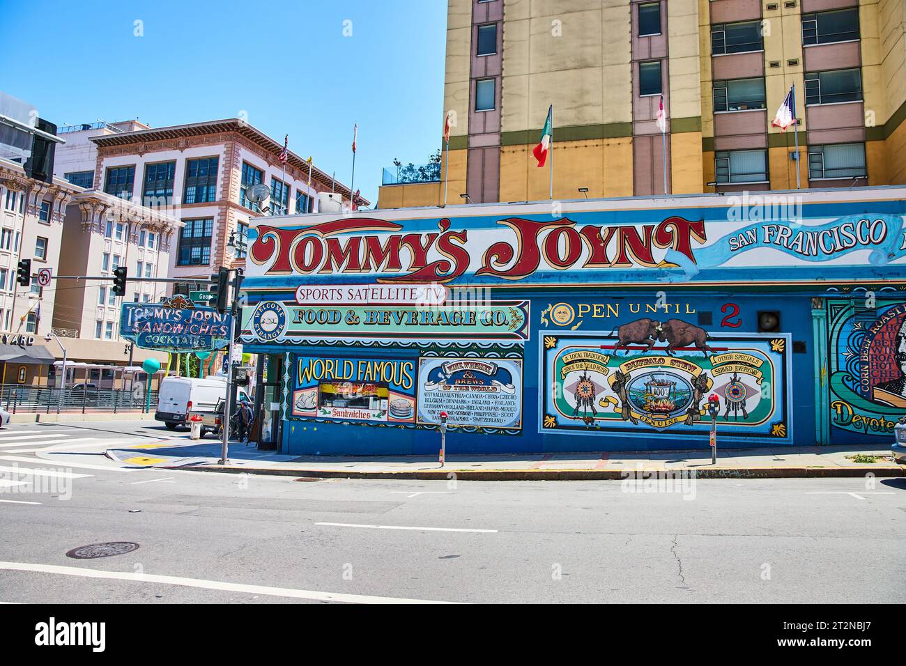 Wide view of Tommys Joynt diner restaurant on San Francisco street ...