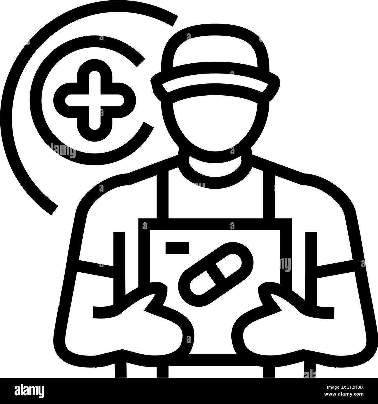 prescription delivery pharmacist line icon vector illustration Stock ...