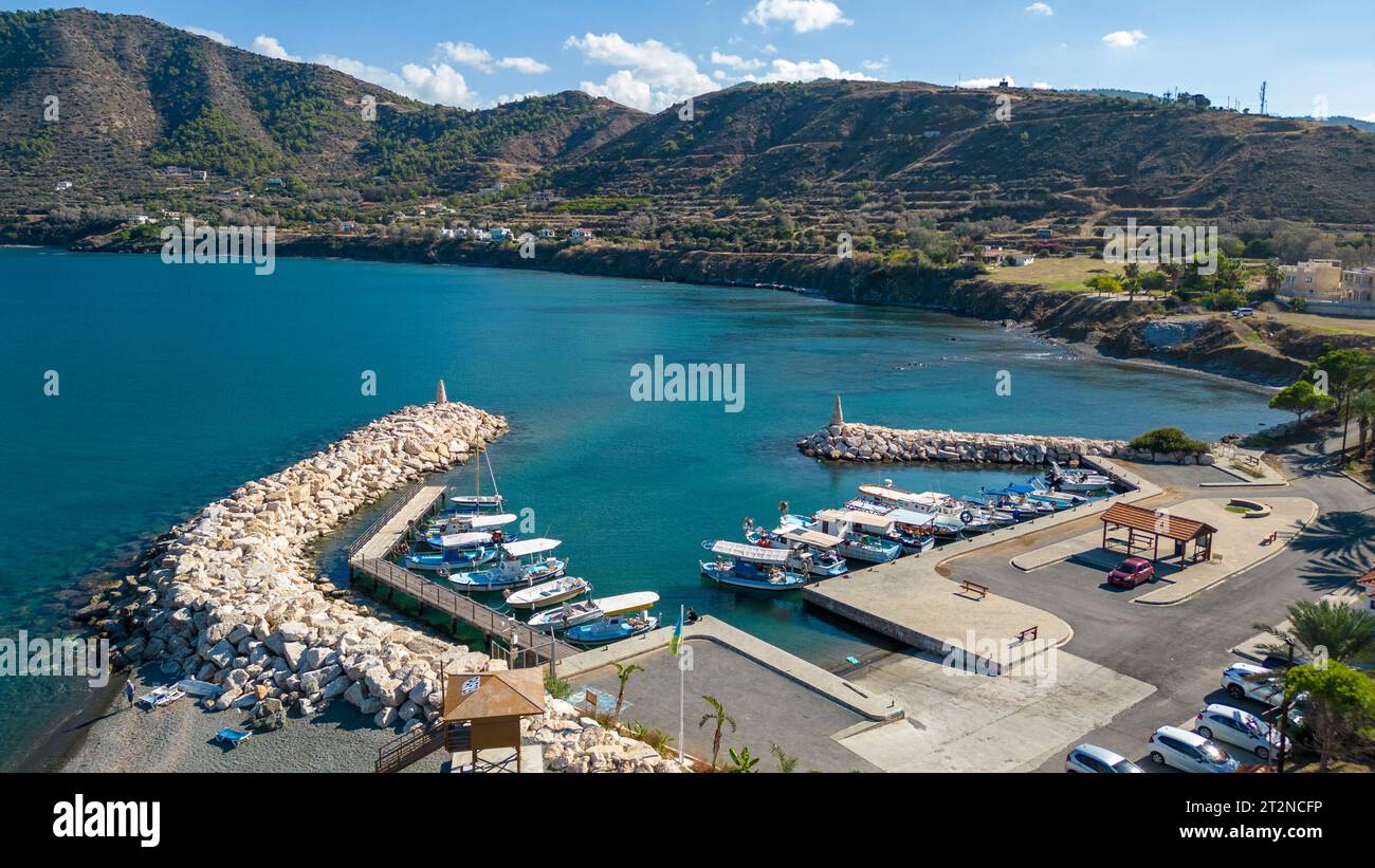 Aerial view of Pomos harbour, Pomos, Republic of Cyprus Stock Photo - Alamy