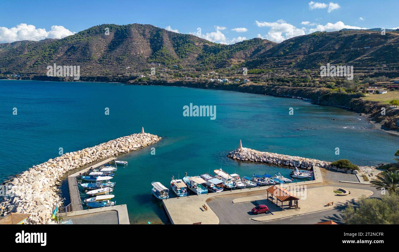 Aerial view of Pomos harbour, Pomos, Republic of Cyprus Stock Photo - Alamy