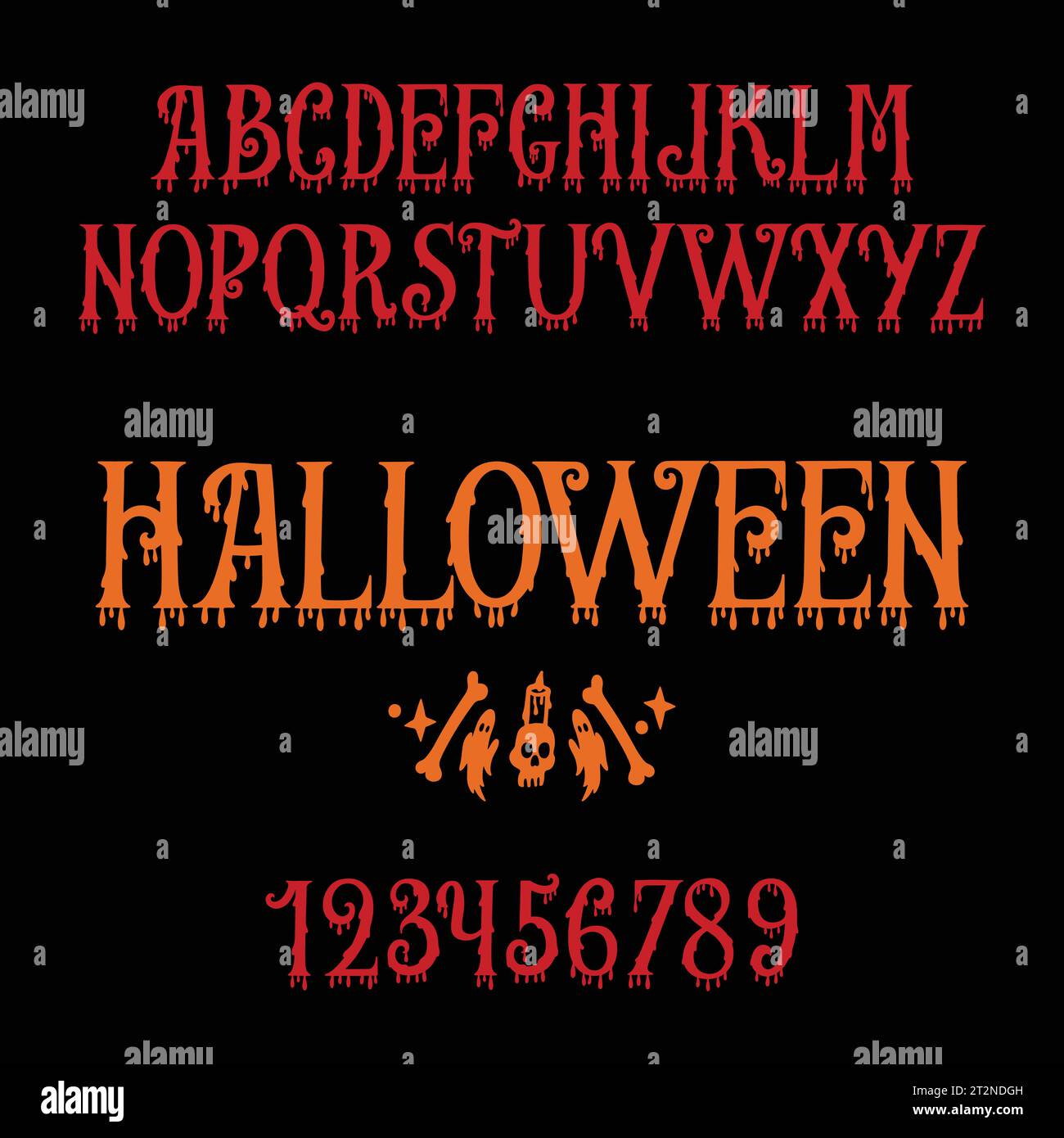 hand drawn bloody halloween font design design vector illustration ...