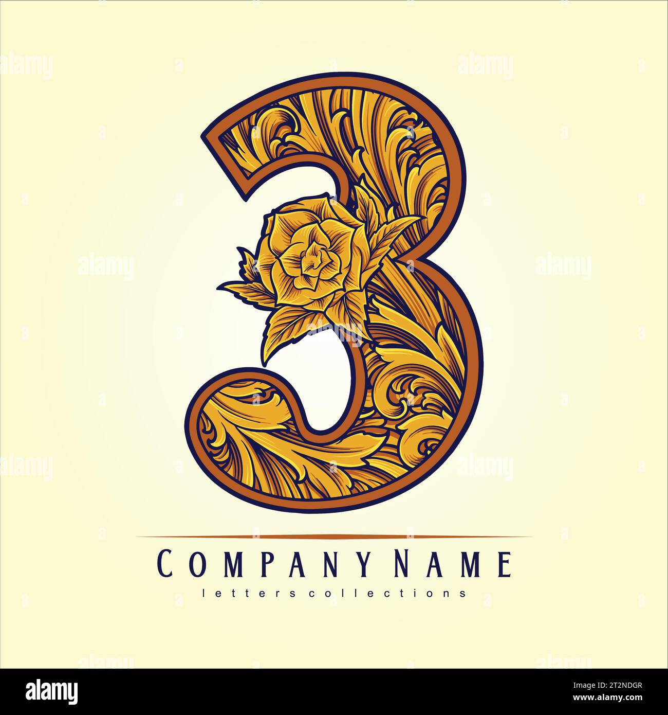 Classic number 3 monogram logo ultimate luxury vector illustrations for ...