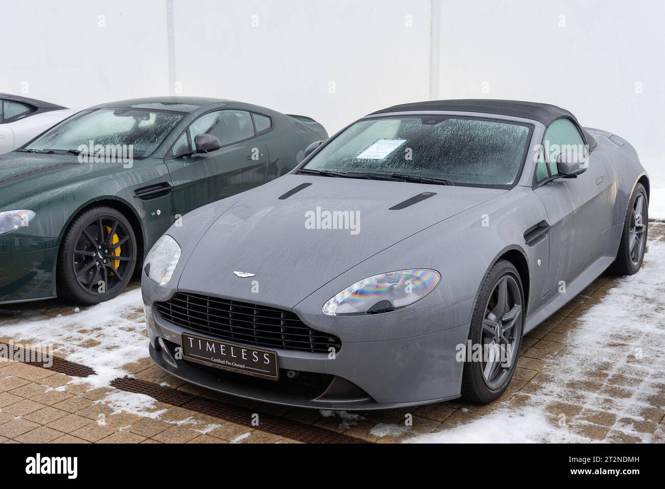 China Grey Aston Martin V8 Vantage Roadster parked on the street Stock ...