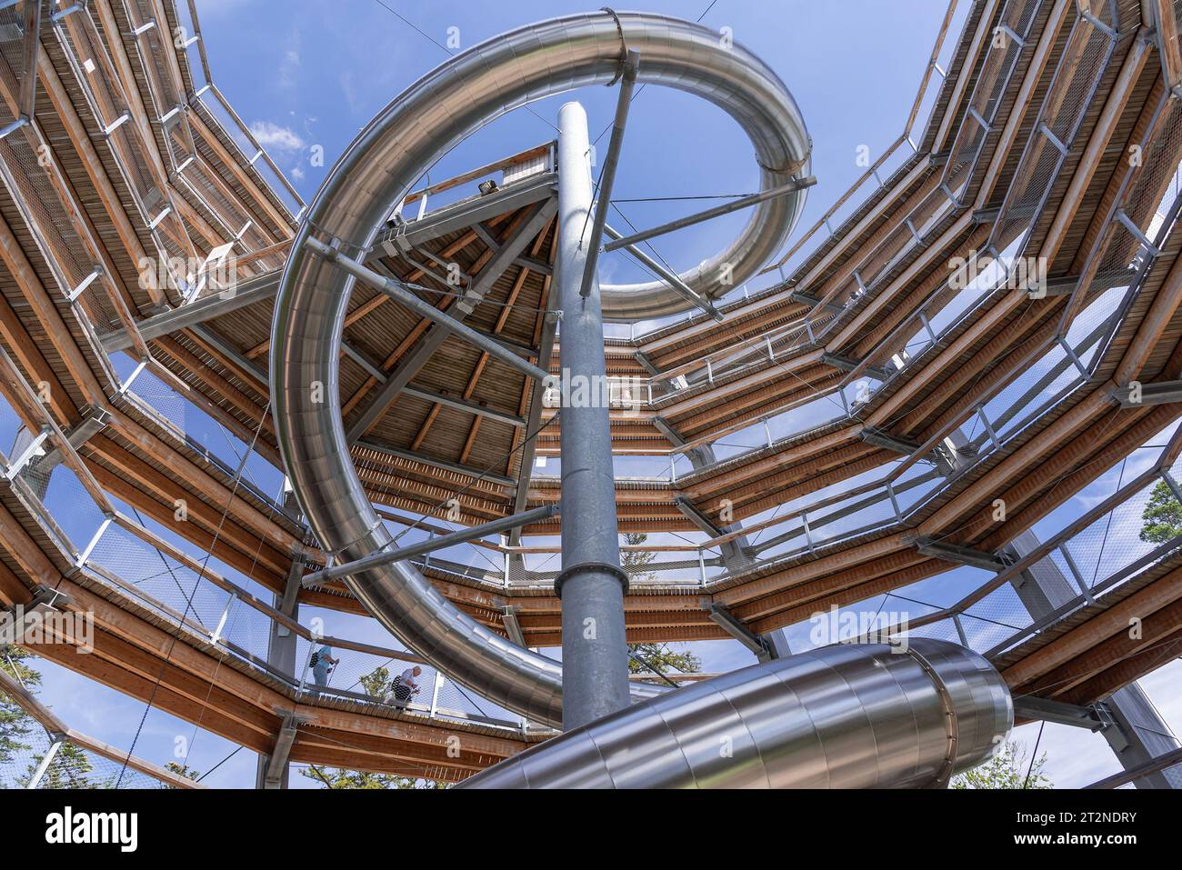 Wood lookout tower of Treetop Walk into the Black Forest Stock Photo ...