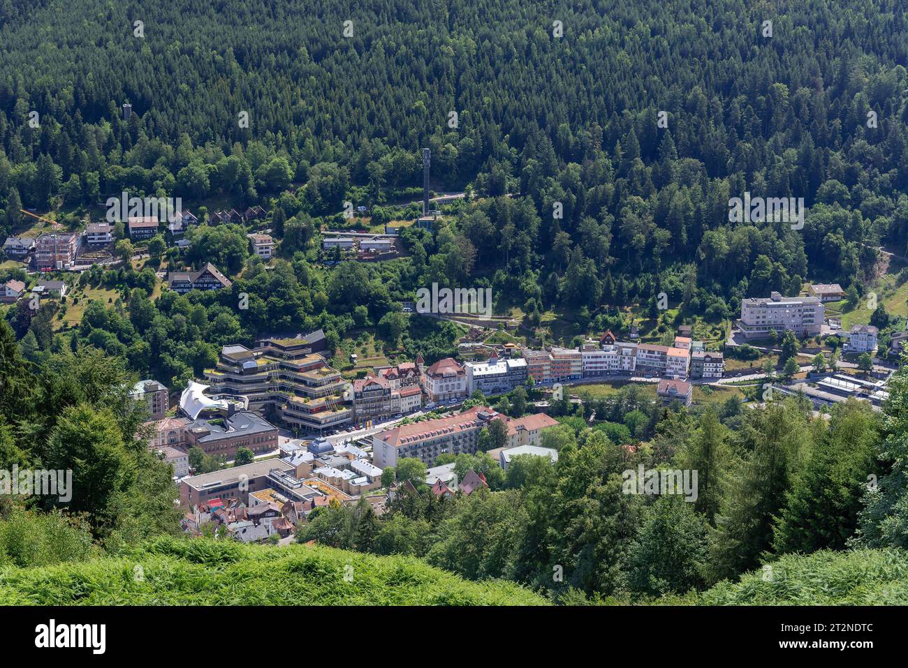Aerial view of the city of Bad Wildbad in the middle of forest Stock ...