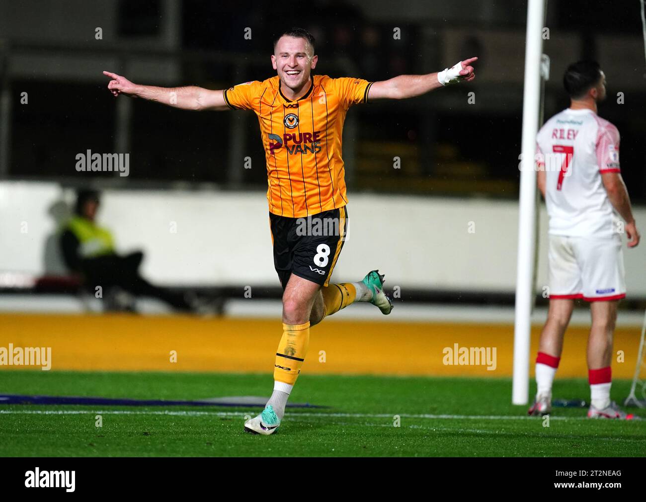 Newport County's Bryn Morris celebrates scoring their side's third goal ...
