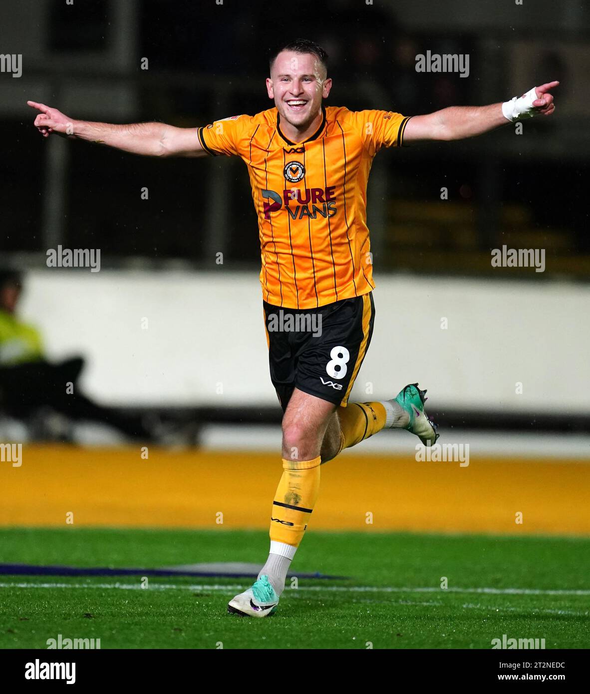Newport County's Bryn Morris celebrates scoring their side's third goal ...