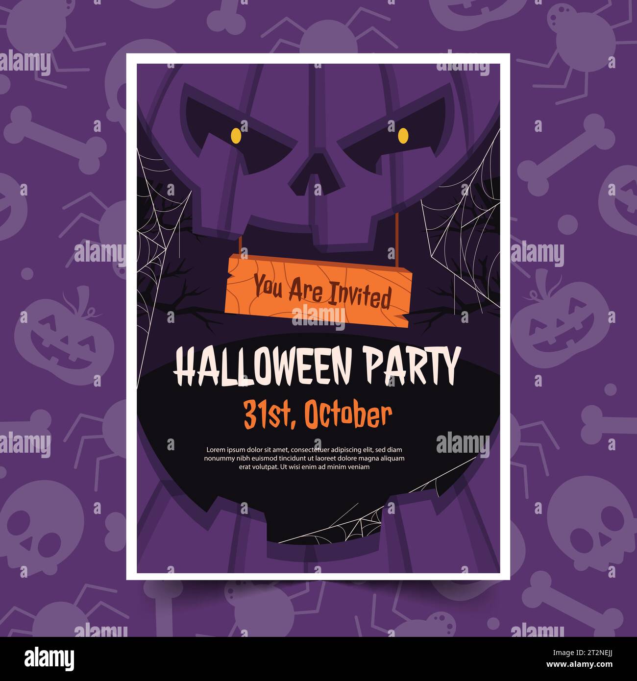 flat invitation template halloween season design vector illustration ...