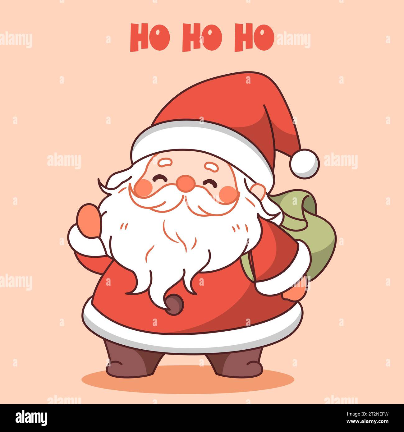 Merry Christmas, Santa Claus with text ho ho ho. Vector illustration ...
