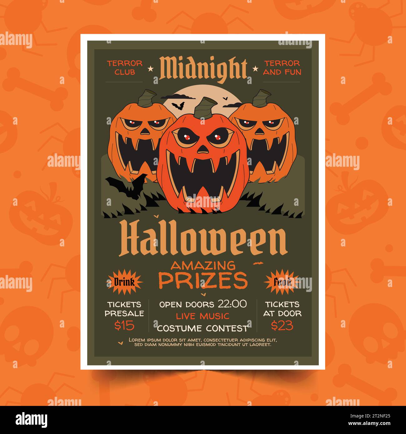 hand drawn halloween vertical poster template design vector ...