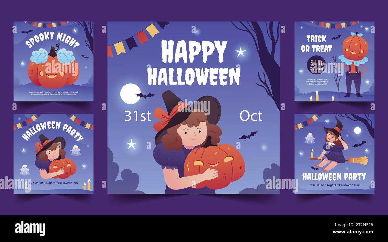 gradient banners collection halloween season design vector illustration ...
