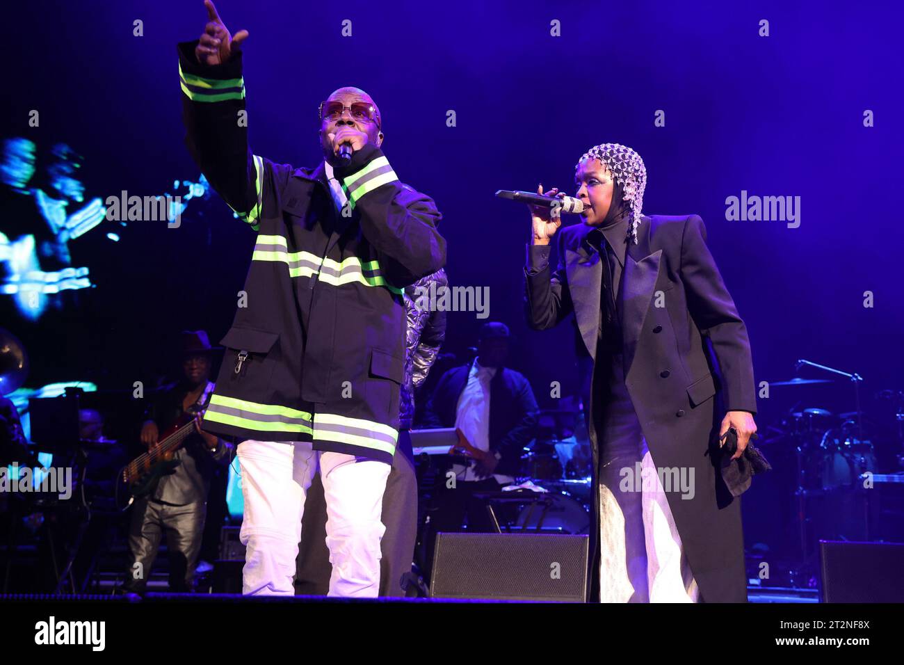 Brooklyn, NY, USA. 19th Oct, 2023. Wyclef Jean and Lauryn Hill on stage ...