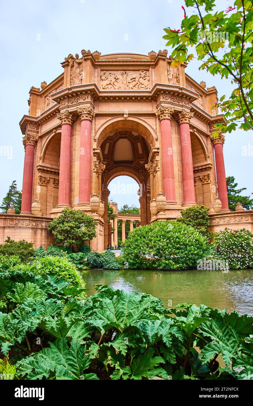 Palace of Fine Arts open rotunda across green lagoon like a decaying ...