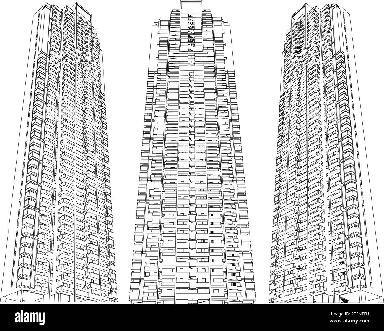 Skyscraper Residential Building Vector. Skyscraper Landscape View ...