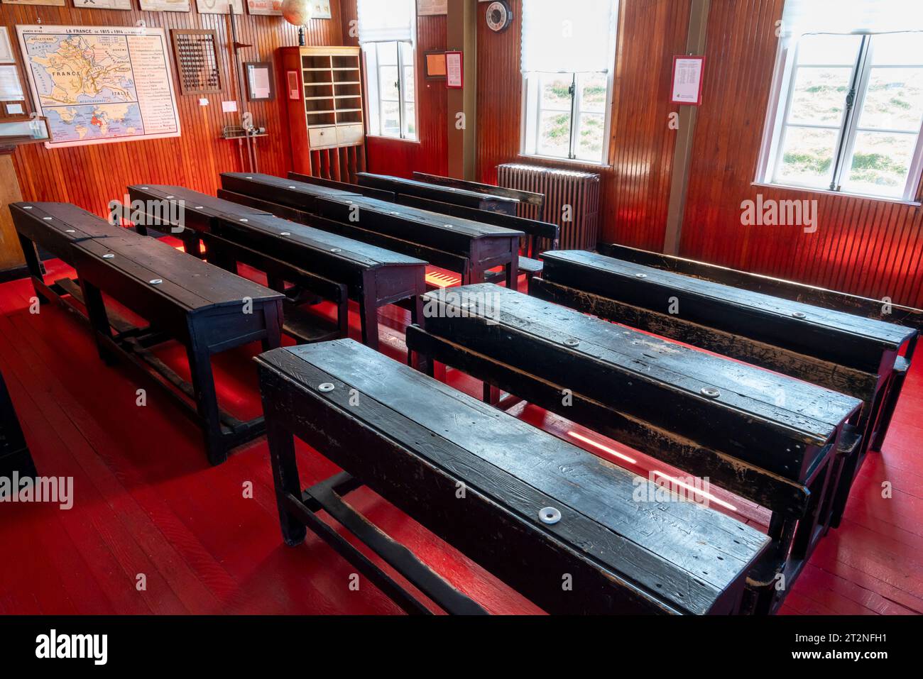 Ile Aux Marins schoolroom. A small island part of the Saint Piere ...