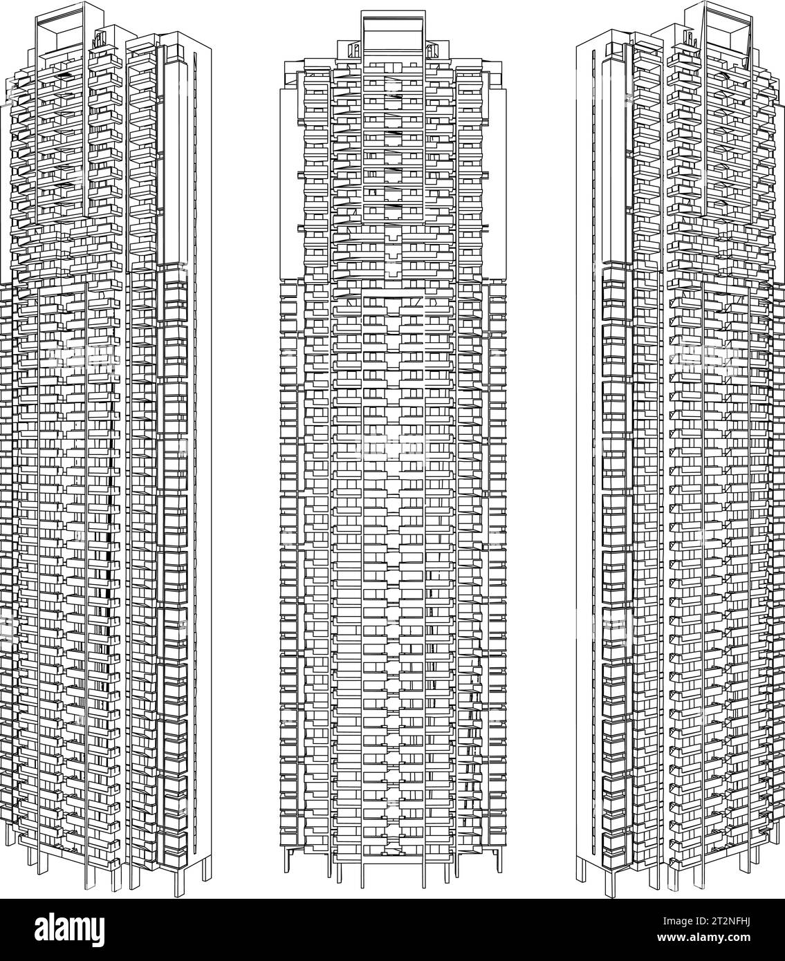 Skyscraper Residential Building Vector. Skyscraper Landscape View ...