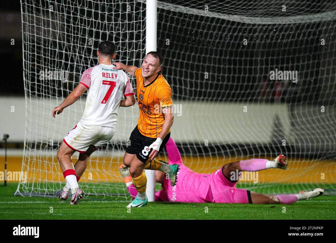 Newport County's Bryn Morris celebrates scoring their side's third goal ...
