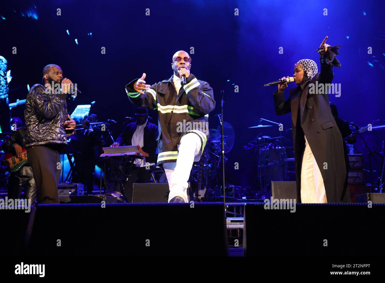 BROOKLYN, NY - OCTOBER 19: Wyclef Jean, Pras Michel and Lauryn Hill on ...