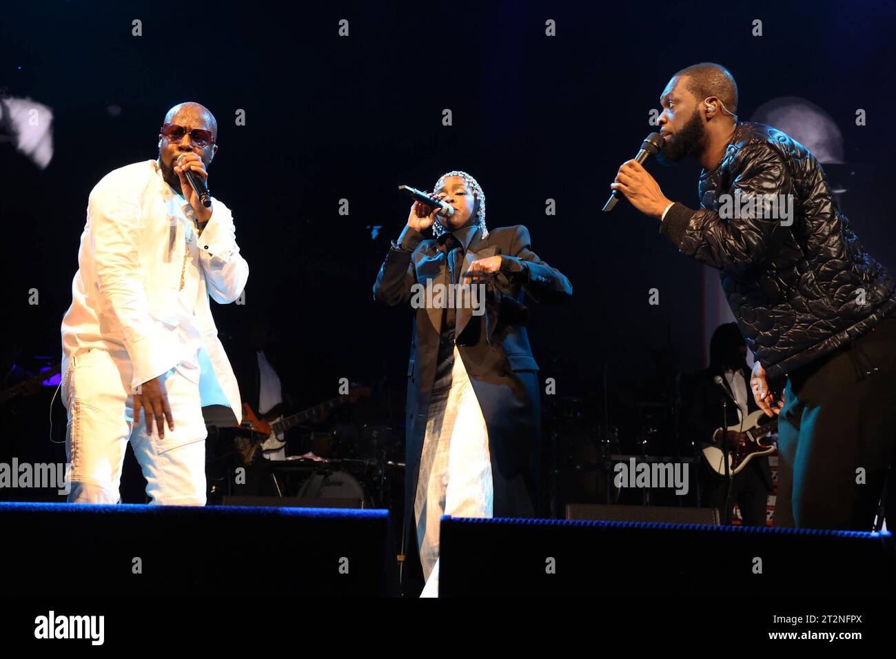 BROOKLYN, NY - OCTOBER 19: Wyclef Jean, Pras Michel and Lauryn Hill on ...