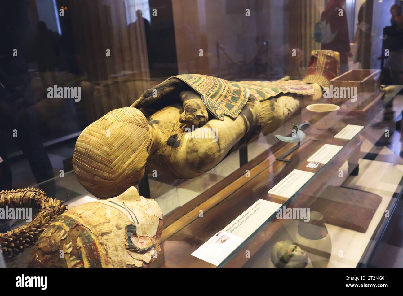 Egyptian mummy at Louvre Museum, Paris, France. Louvre Egyptian gallery ...