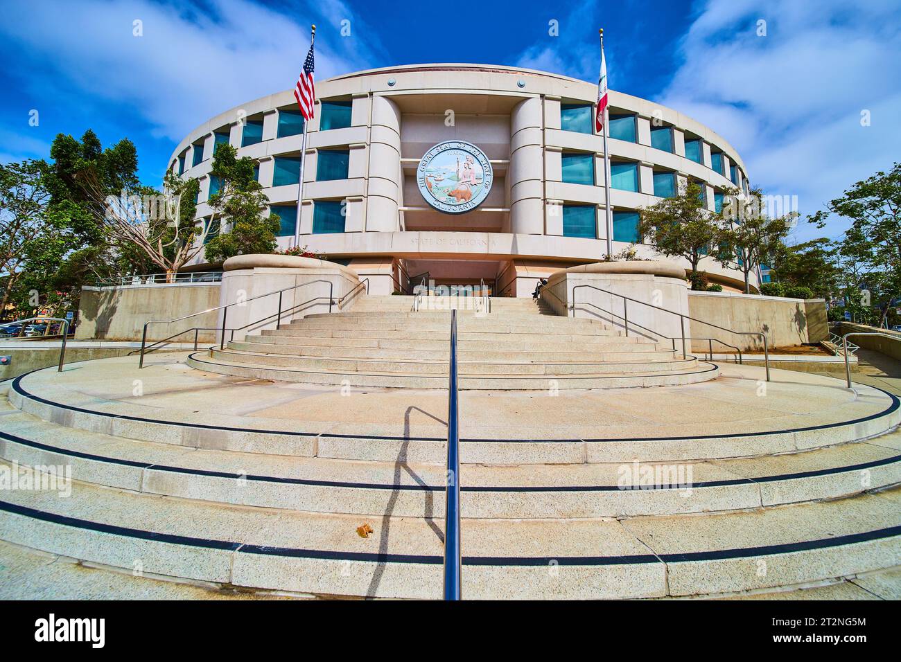 Circular steps leading up to entrance of Public Utilities Commission ...