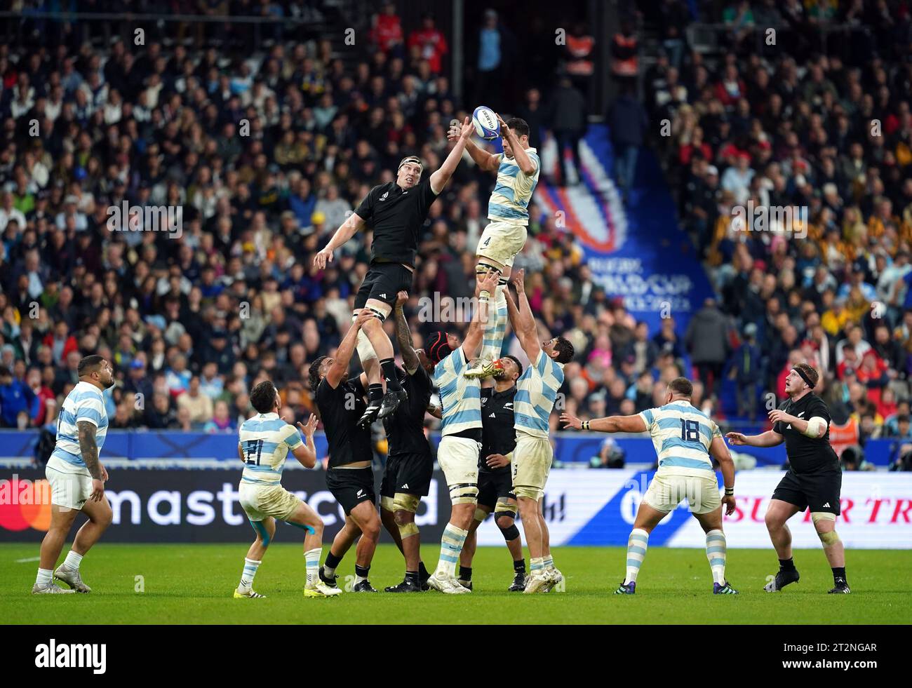 Argentina's Guido Petti wins a line-out during the Rugby World Cup 2023 ...