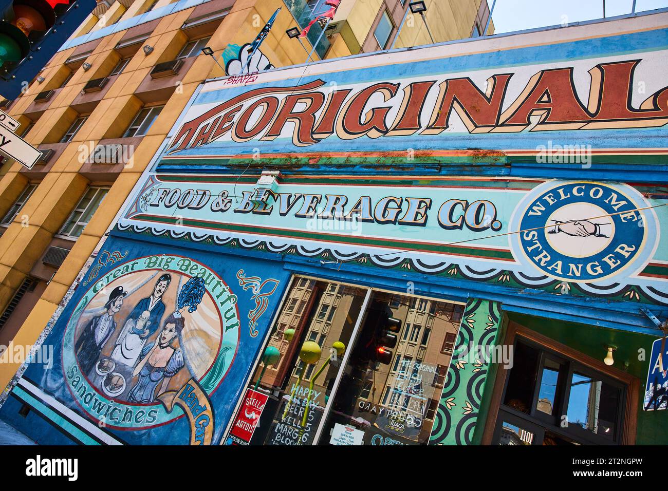 Sign for restaurant classic with old diner vibes and mural for Great ...