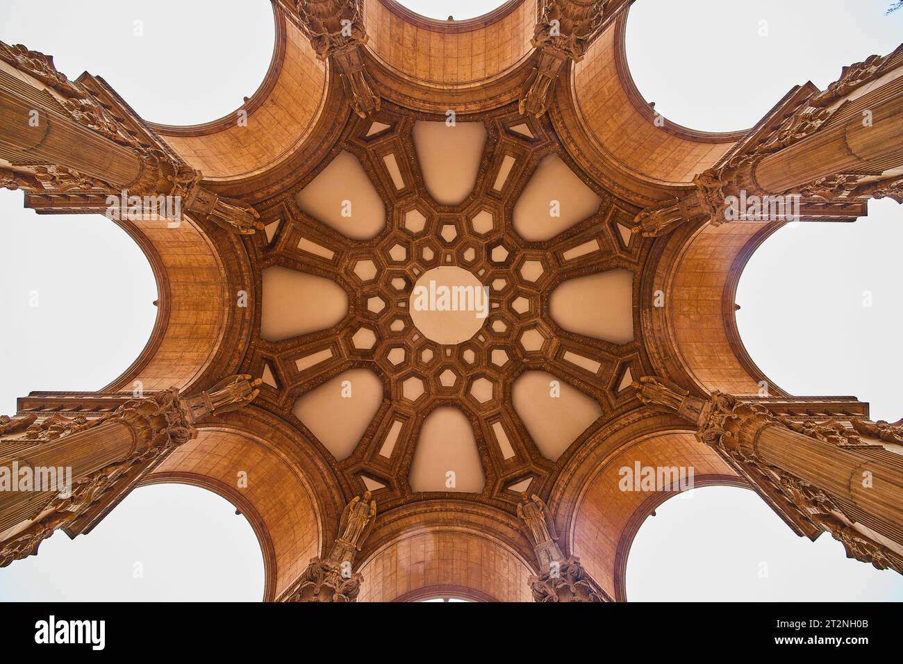 Wide view of open air rotunda at Palace of Fine Arts in abstract view ...