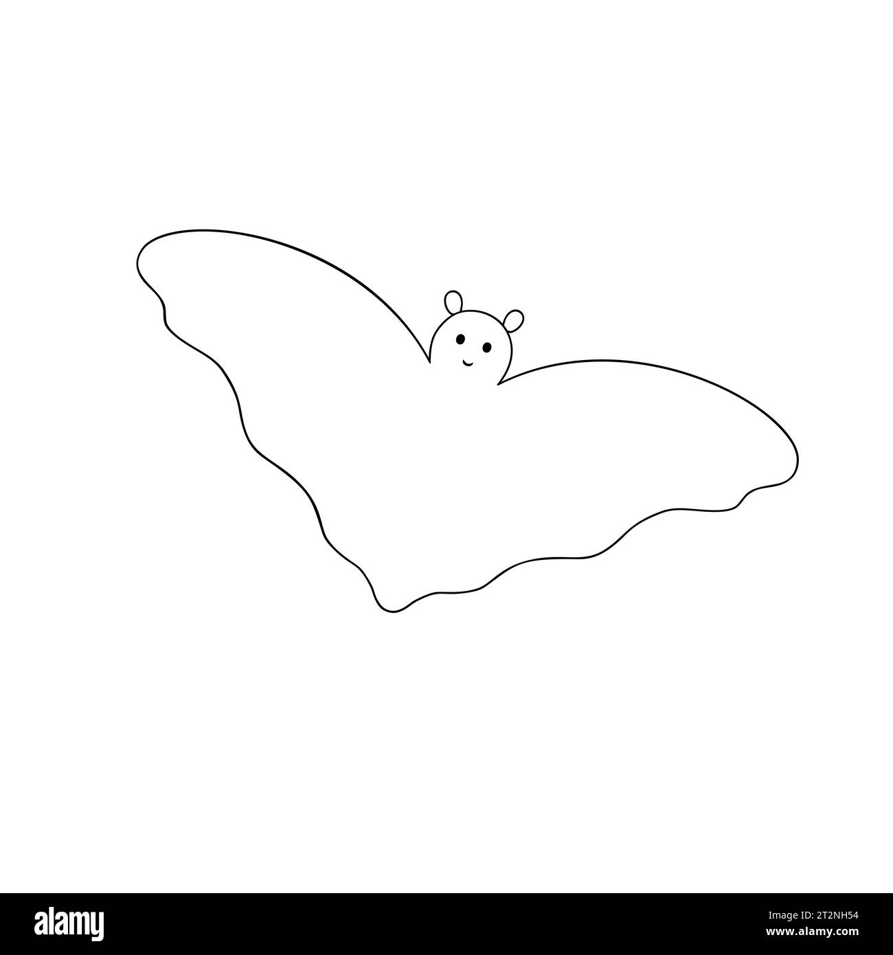 Halloween bat simple fancy vector illustration, hand drawn doodle gray ...
