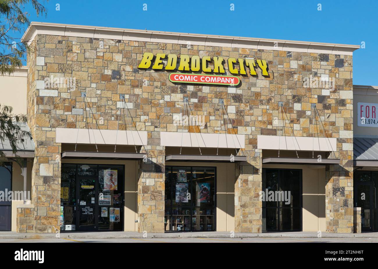 Houston, Texas USA 09-24-2023: Bedrock City comic company business ...
